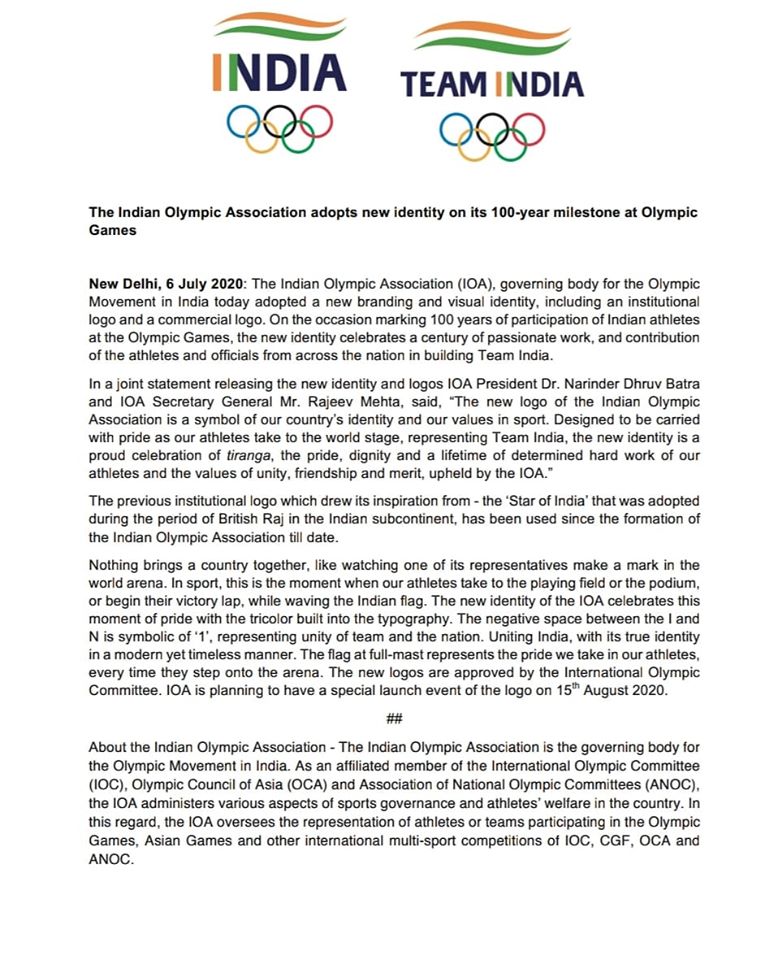 OCA » Indian Olympic Association reveals new logo